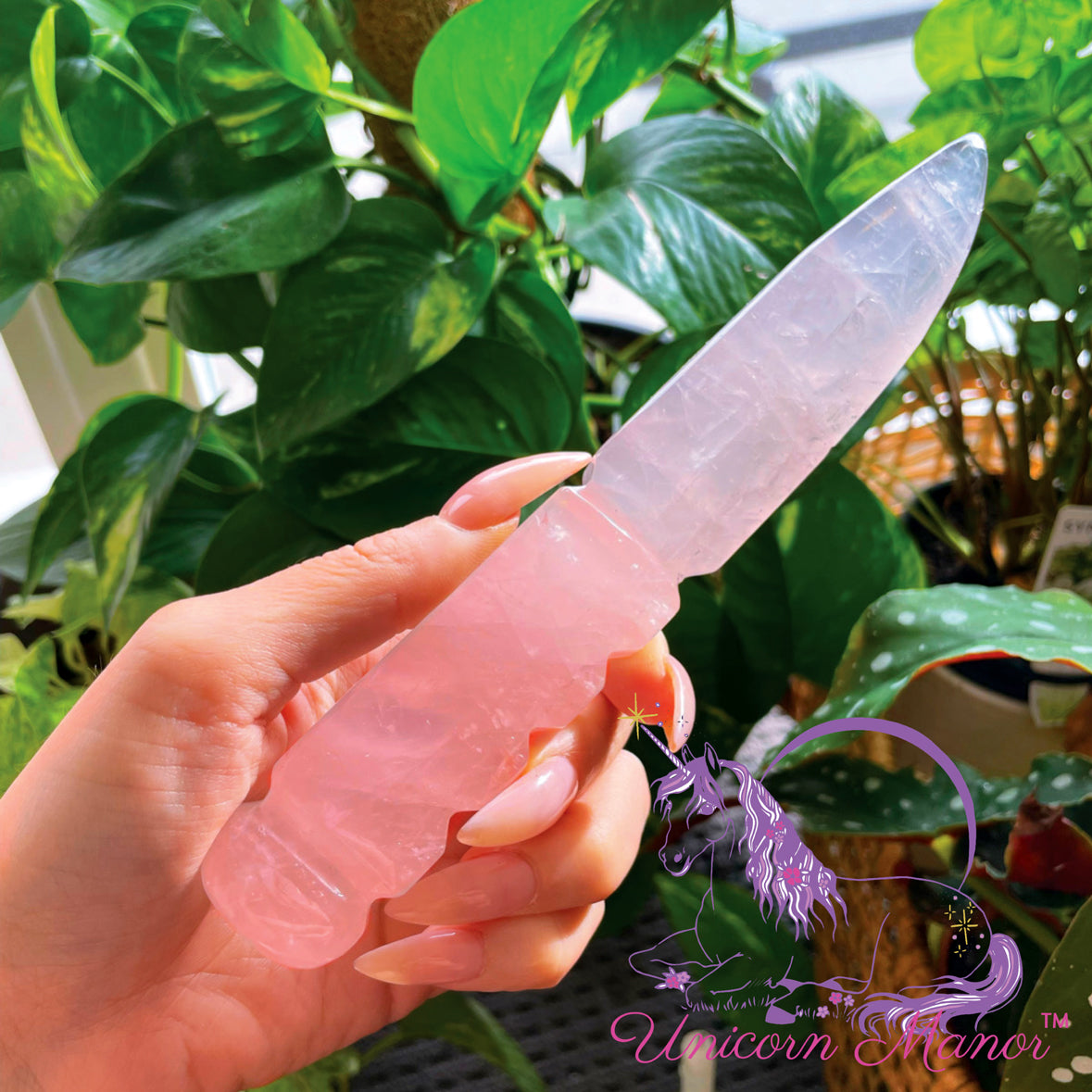 Rose Quartz Crystal Athame Knife #2 | unicornmanor