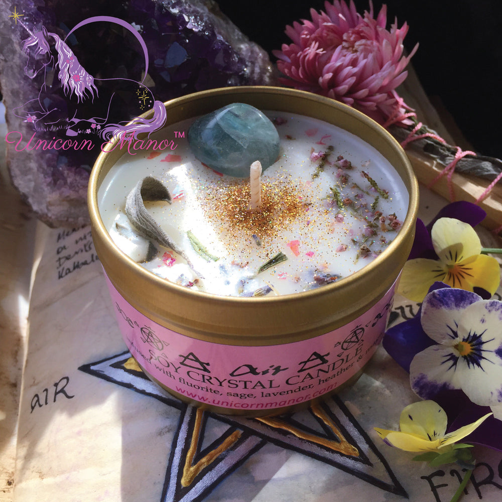 Mystic Unicorn Earth Fire Water Air Crystal Candle Bundle Set - Elemen ...